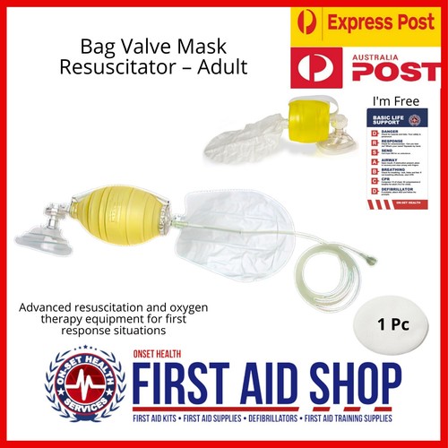ADULT BVM RESUSCITATOR BAG WITH SAFETY VALVE MASK, BAG & TUBING - First ...