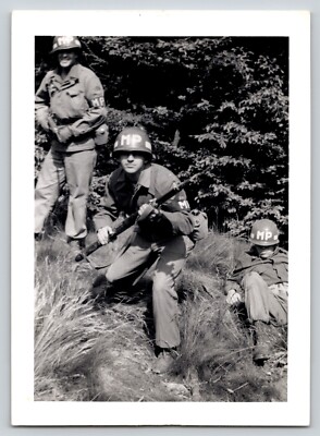 Found Photo Three American Military Police MP WWII World War Two ...