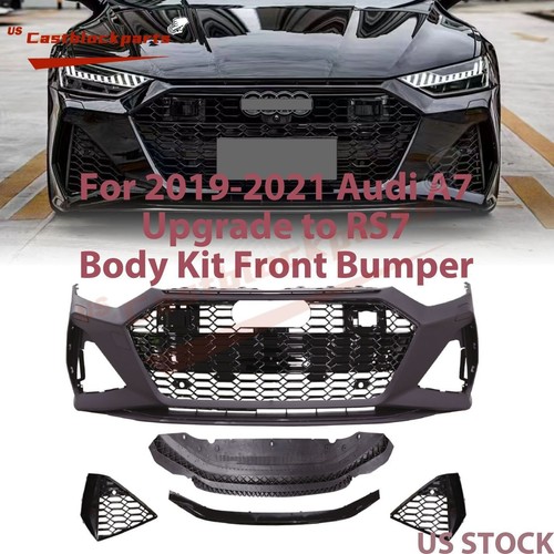 RS7 Bumper For 2019-2021 Audi A7 Upgrade Body Kit Front With Honeycomb ...