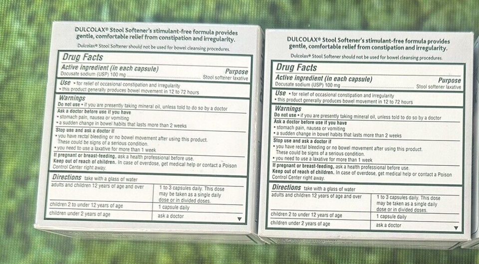 2-dulcolax-stool-softener-ducosate-100mg-50-liquid-gels-exp-07-24
