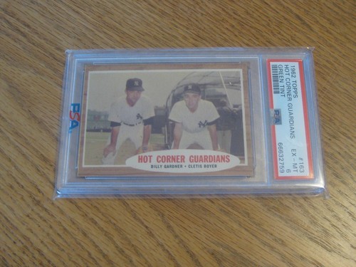 1962 Topps #163 HOT CORNER GUARDIANS - Green Tint Variation - PSA 6 EX ...