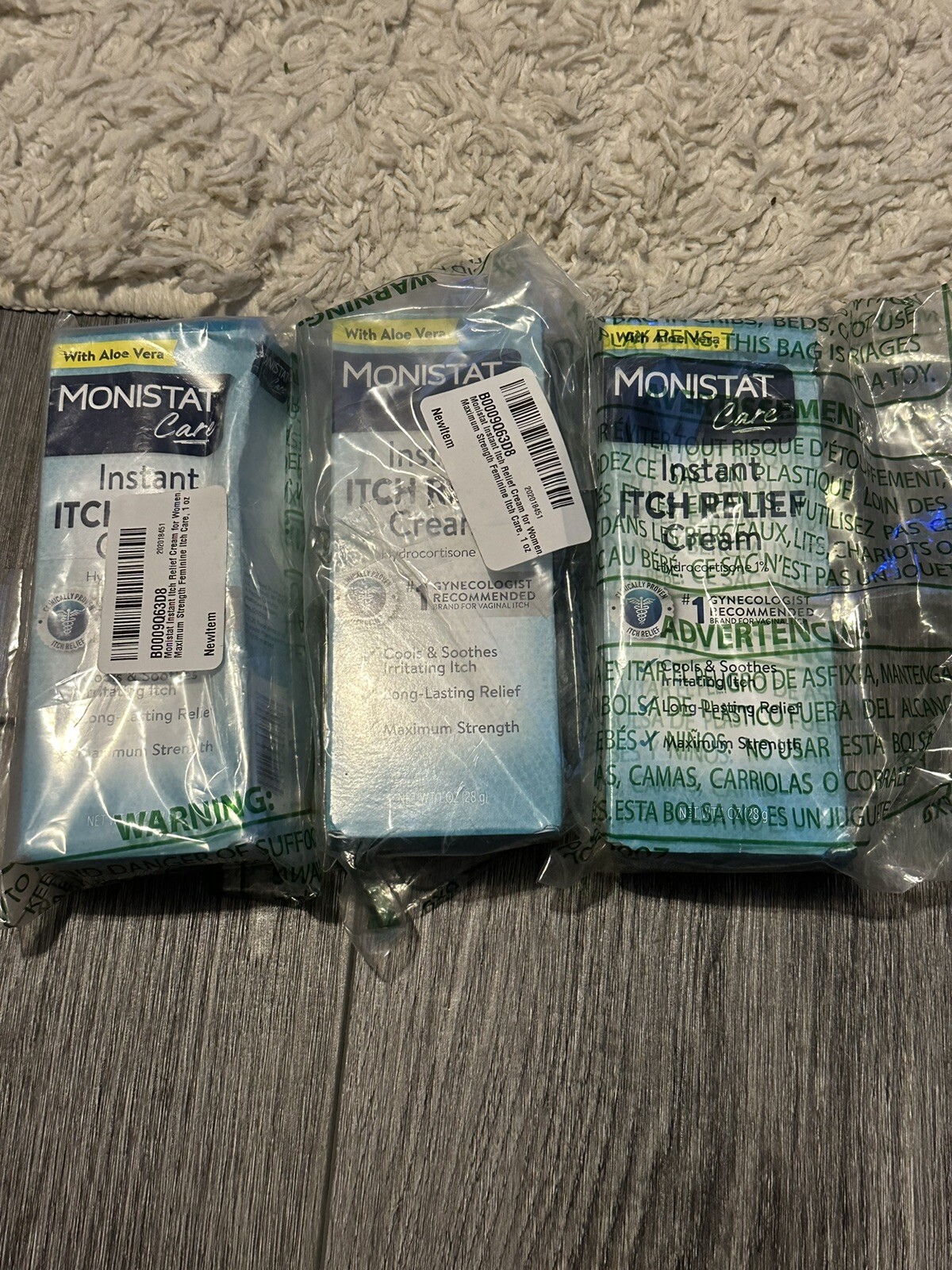 3 Pack Monistat Care Maximum Strength Instant Itch Relief Cream, 1 ...