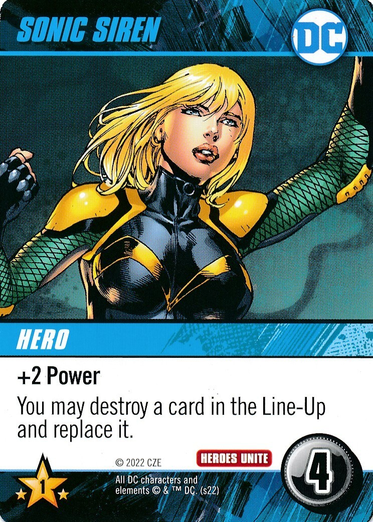 SONIC SIREN DC Comics Deck Building Game card HEROES UNITE BLACK CANARY | eBay