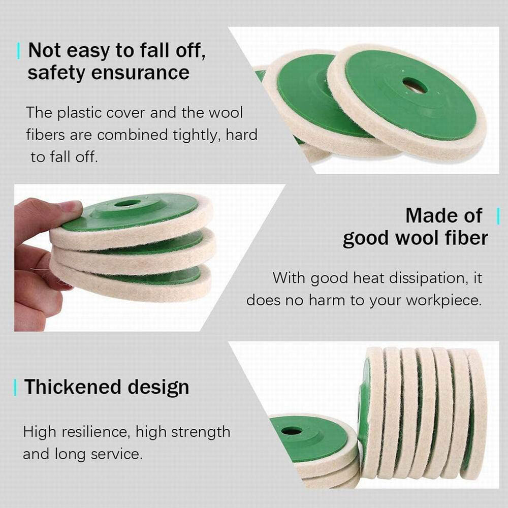 10PCS Wool Buffing Polishing Angle Grinder Wheel Felt Pad Buffer Buff ...