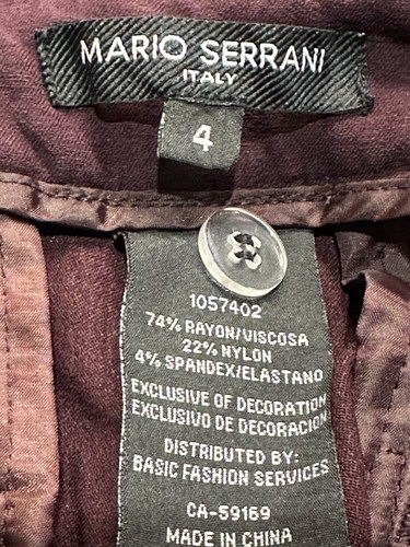 Mario Serrani Comfort Stretch Slim Fit Pants w/ Tummy Control, Merlot ...