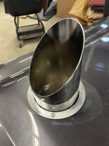 Universal Diesel Hood Stack Ring And Tip. Polished 5” Miter Cut With ...