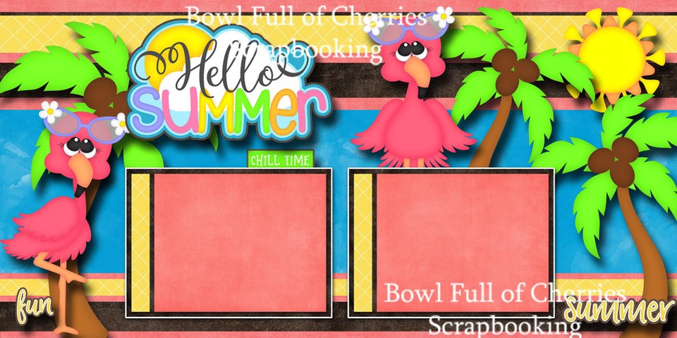 HELLO SUMMER 2 premade scrapbook pages paper piecing printed layout ...