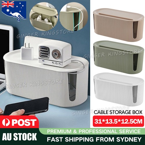 1/2x Organizer Cable Storage Box Tidy Wire Management Case Power Plug ...