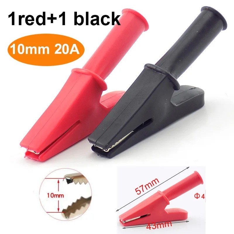 Pair 10A/20A/30A Alligator Clip Crocodile Adapter 2mm 4mm Banana Plug ...