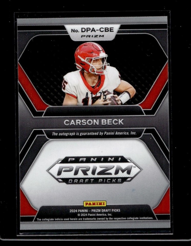 2024 Panini Prizm Draft Picks Carson Beck #DPA-CBE Auto | eBay