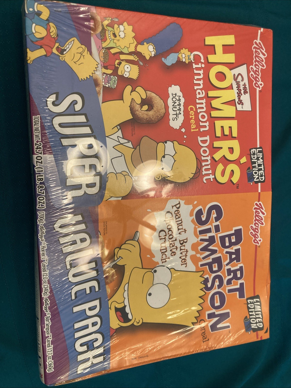 Vintage 2001 The Simpsons Kellogg's Cereal, 2 Box Set Homer & Bart ...