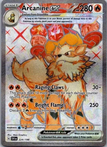 Pokémon TCG Arcanine ex Scarlet & Violet Base Set 224/198 Holo Ultra ...