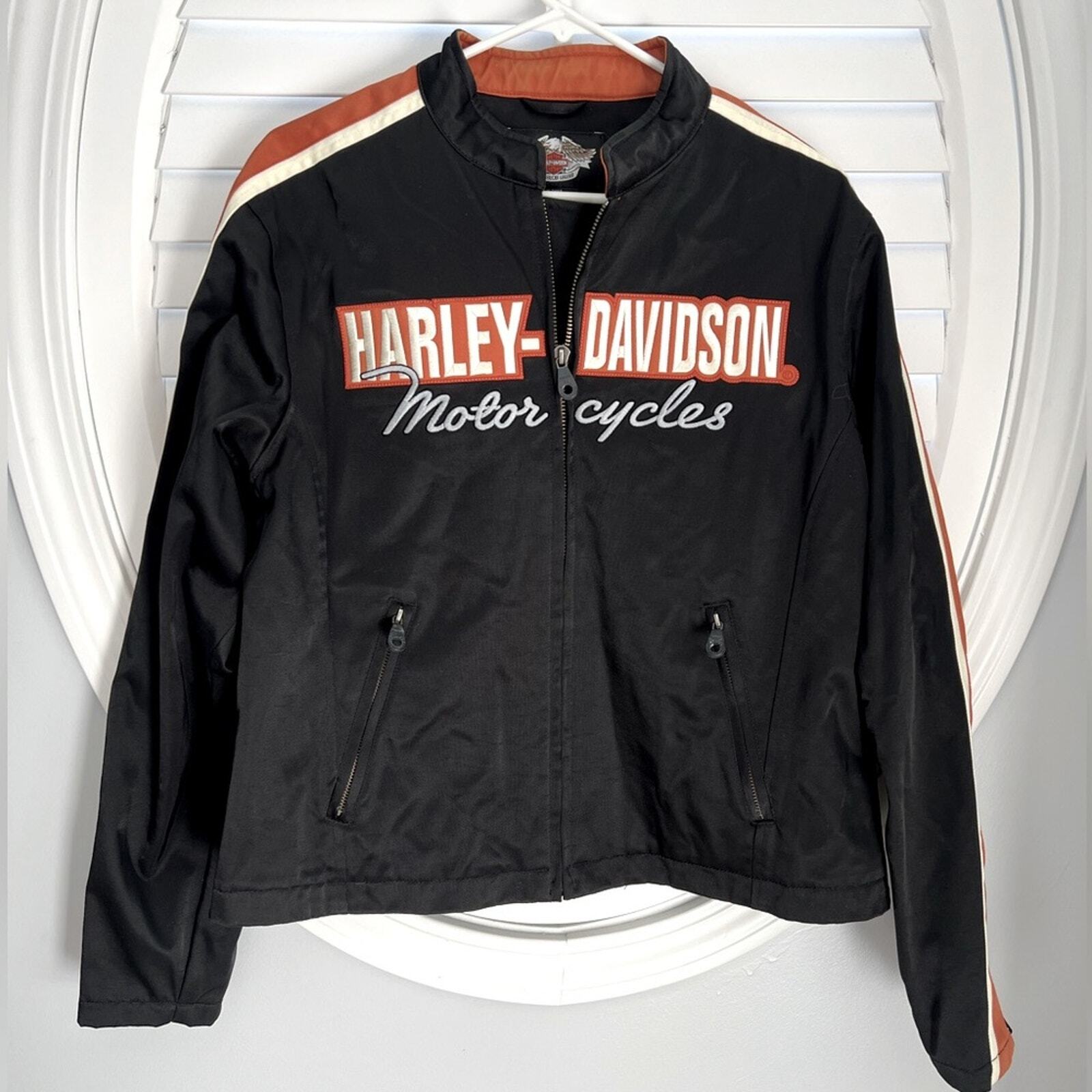 Harley Davidson Motorcycle Riding Jacket Black Orange… - Gem