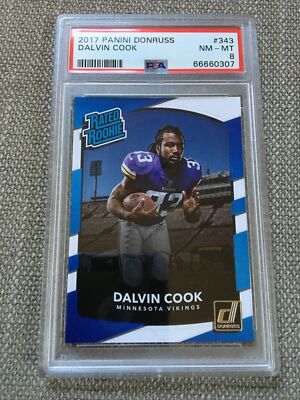 2017 Panini Donruss #343 Dalvin Cook Vikings RC Rookie Card PSA 8 NM-MT ...