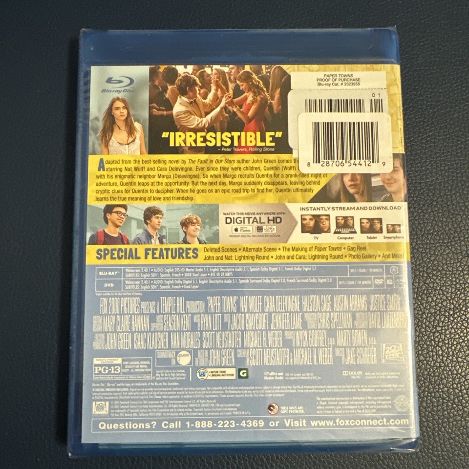 Paper Towns (Blu-ray/DVD, 2015, 2-Disc Set) 24543104520| eBay
