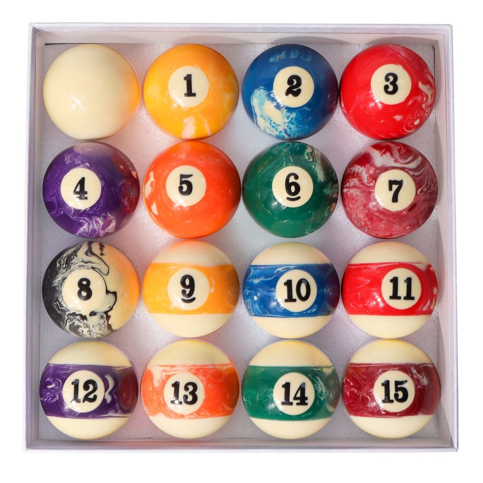 2-1/4" Standard Regulation Size Billiard Balls Set 16 Pool Table Swirl ...