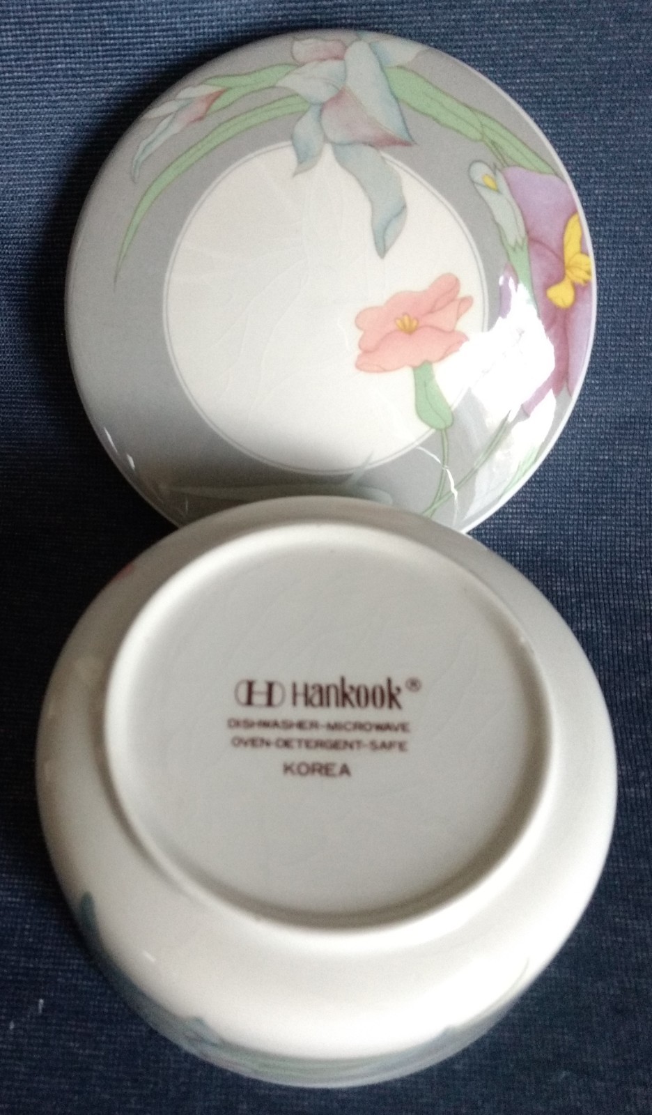 Hankook - Korea ~ COVERED CERAMIC BOWL / TRINKET DISH ~ Floral Pattern ...