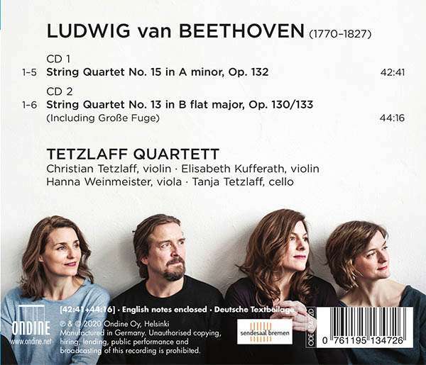 Ludwig van Beethoven (1770-1827): Streichquartette Nr.13 & 15 - Ondine ...