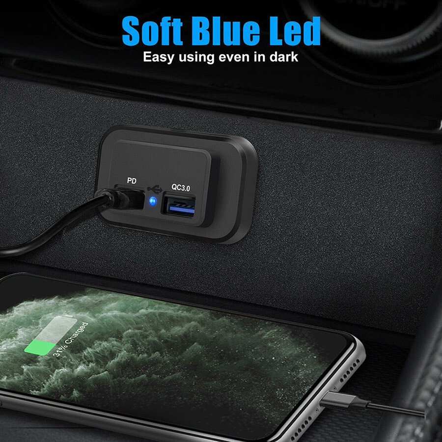 Car Charger Socket Dual USB Port Quick Charging Power Adapter Outlet ...