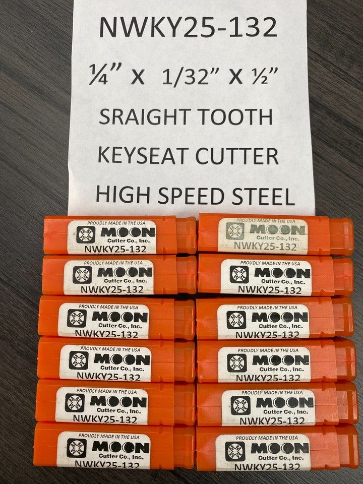1/4" Diameter, 1/32" Wide HSS KeySeat Cutter Moon Cutter #NWKY25-132 ...