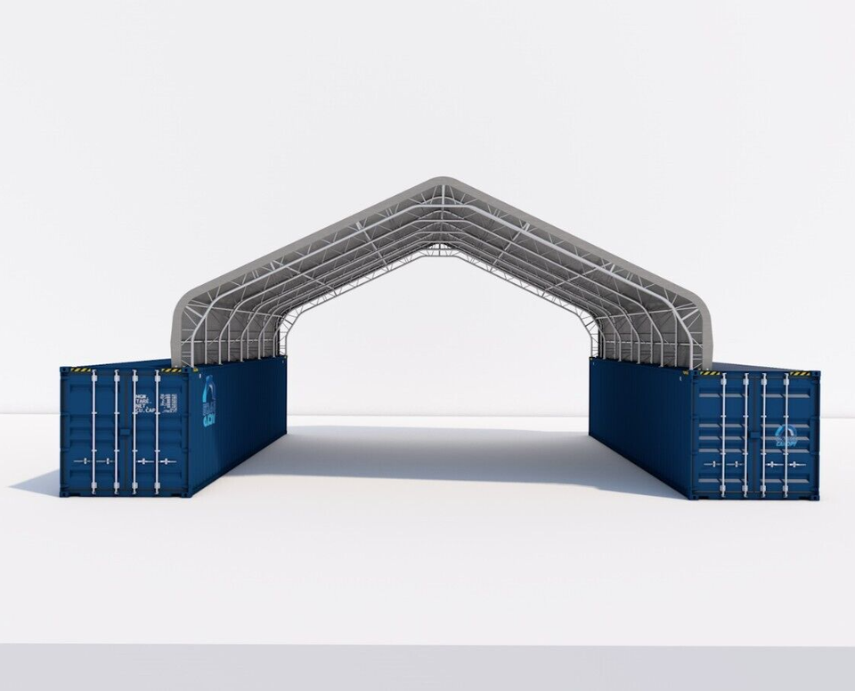 33W-40L-12H(ft) Peak Double Truss Kwanzaa Hut Shipping Container Roof ...