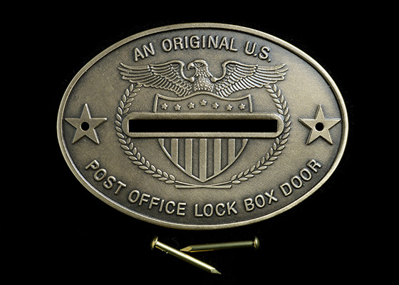 Post Office Box Door 3 Fancy Solid Brass Coin Slots, with Nails, Made ...