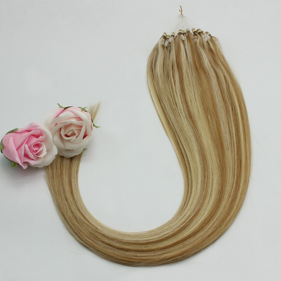 Micro Ring Loop Tip Remy Human Hair Extensions Straight Micro Beads ...