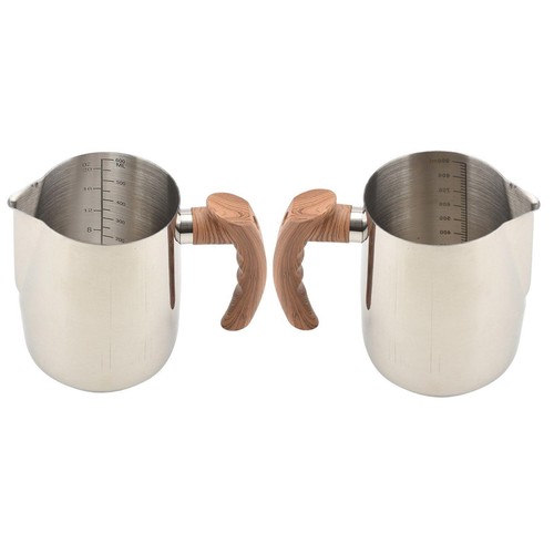 Milk Frothing Mug with Wood Handle Multi Use Easy Clean Coffee Milk ...