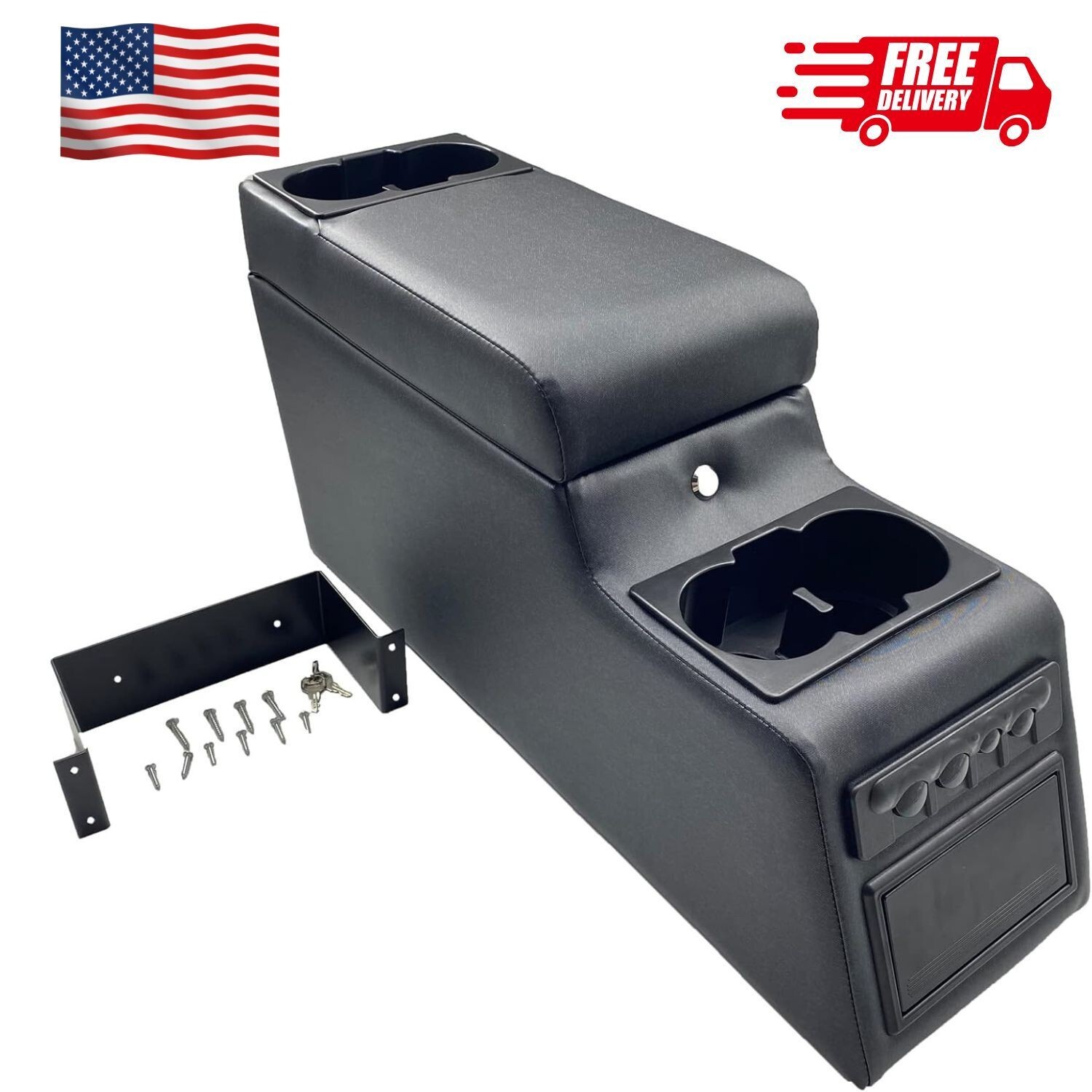 MOOSUN 31515 Denim Black Deluxe Locking Center Console for Jeep CJ-5 ...