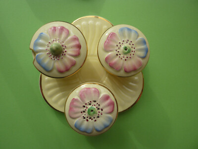 Crown Devon 3 Piece Cruet Set On Original Tray Flower Pattern Perfect ...