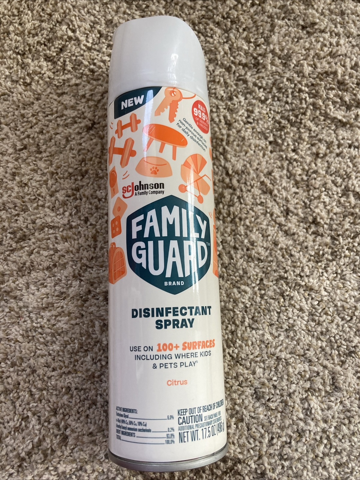 Family Guard Disinfectant Spray On 100+ Surfaces Citrus Scent 17.5 OZ ...