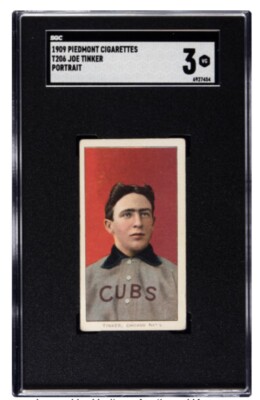 1909 T206 Joe Tinker Portrait P150 SGC 3 Chicago Cubs HOF 1946 2xWSC ...
