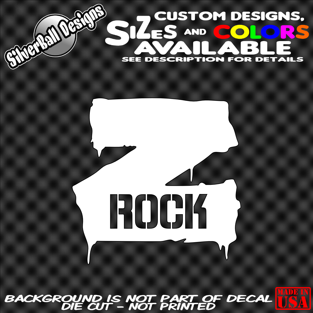 Z-Rock zrock Custom Vinyl decal Car truck window 80's metal glam arena ...