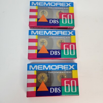 Memorex DBS type 1 Normal bias 60 minute audio Cassette Tapes, lot of 3 ...