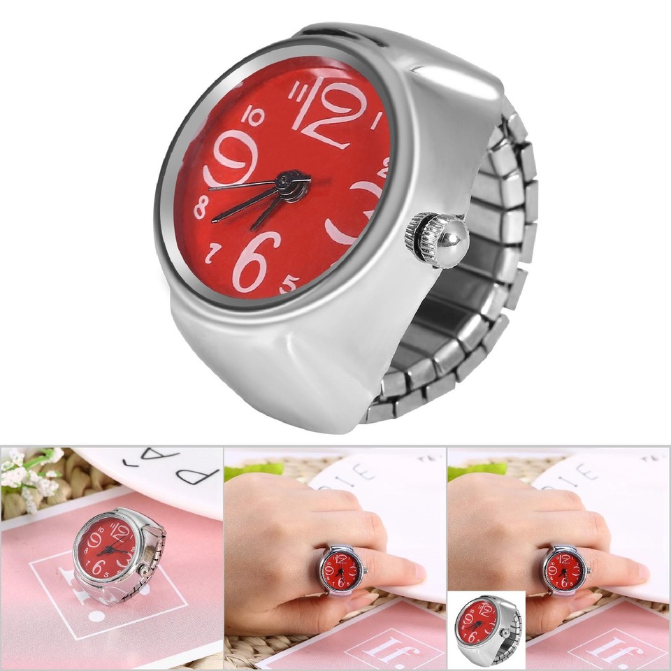 1Pc Fashionable Women Men Quartz Analog Round Finger Ring Love Watch ...