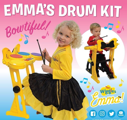 Licensed The Wiggles Emma's PLAY ALONG DRUM KIT Fun Musical Toy 2 Modes ...