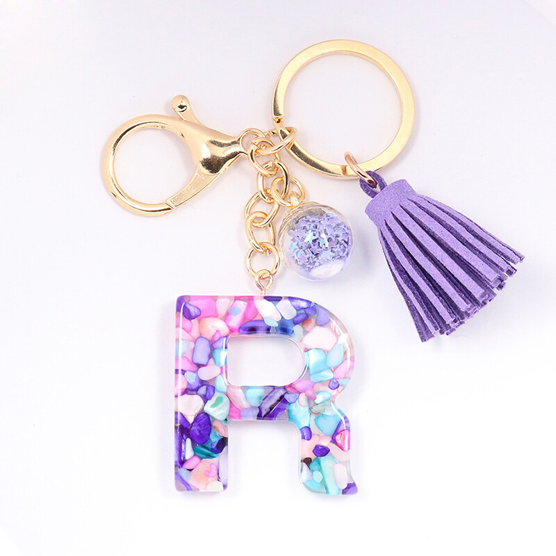 Alphabet Keyring Charm A-Z Initials Letter Key Ring Shiny Key Chain Bag ...