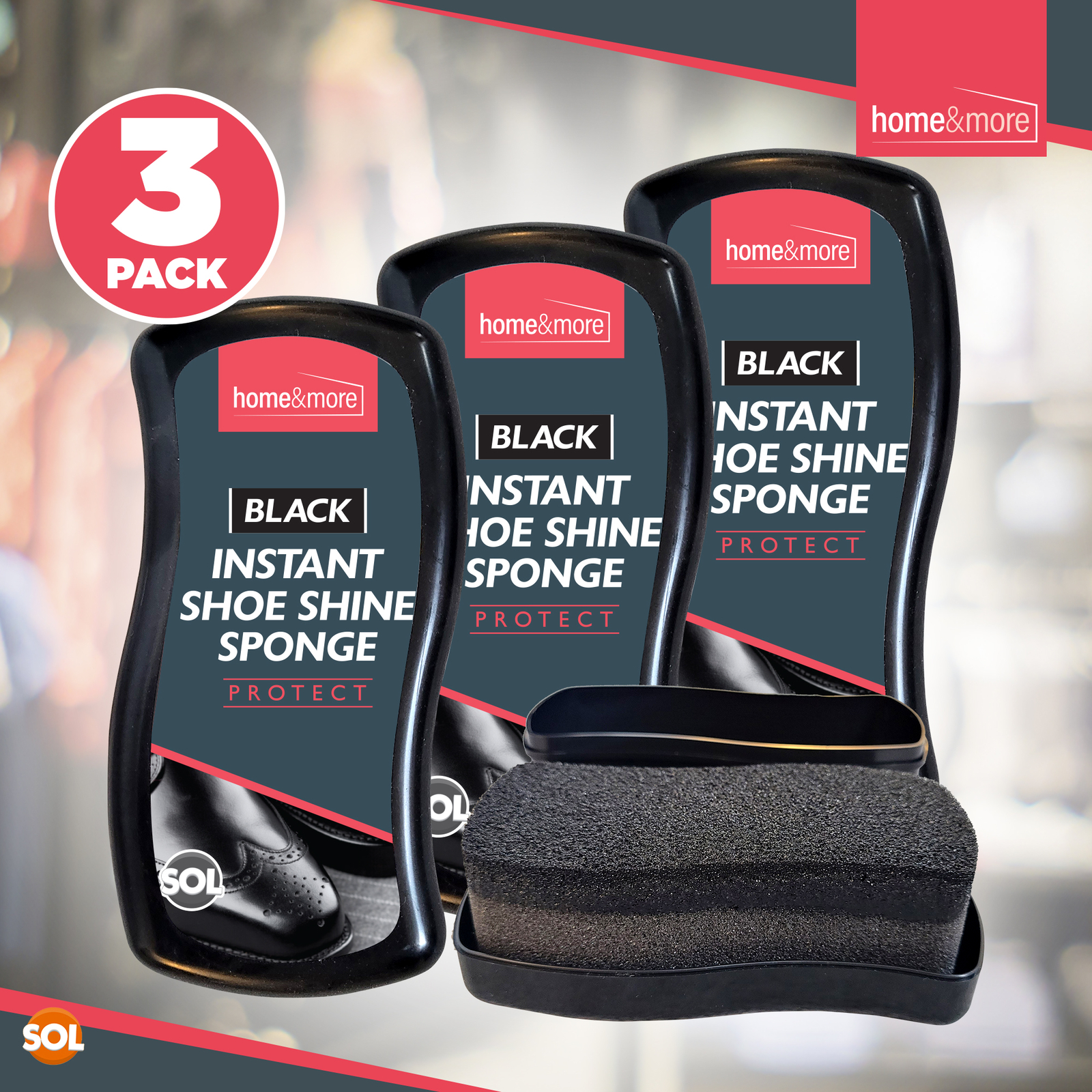 3pk Instant Shoe Shine Sponge Black | Leather Boot Polish Express Care ...