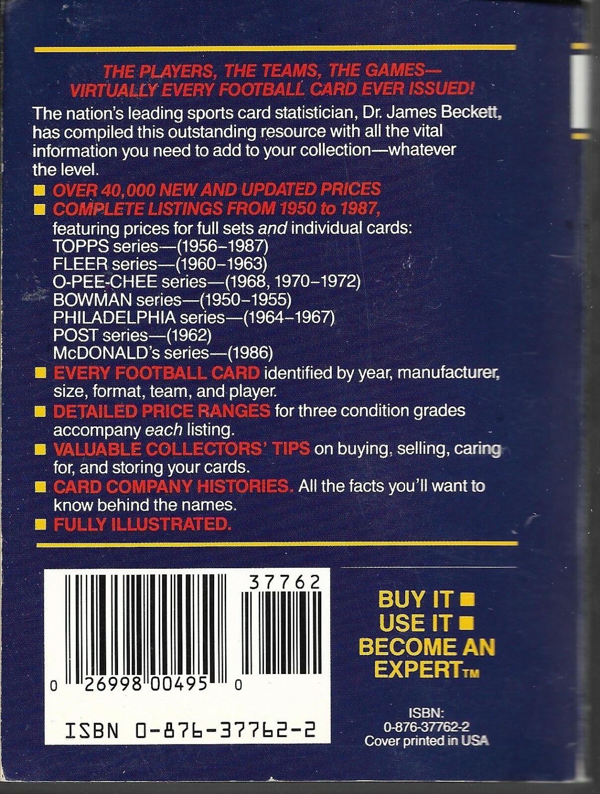 1989 Beckett Football Official Pocket Price Guide 8th Edition Vintage ...