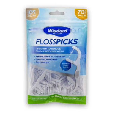 70 Pack Wisdom Floss Picks teeth clean Care - Disposable Pick - Dental ...