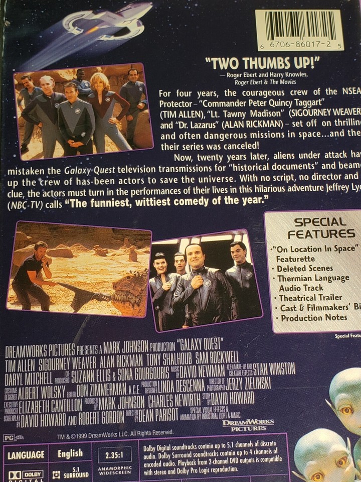 Galaxy Quest DVD 1999 Widescreen Tim Allen, Sigorurney Weaver, Alan ...