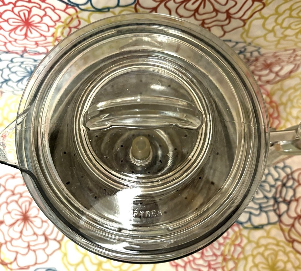 Vtg/Antq*PYREX Coffee Pot*Percolator*Glass-blue hue*9”h*holds 64oz to ...