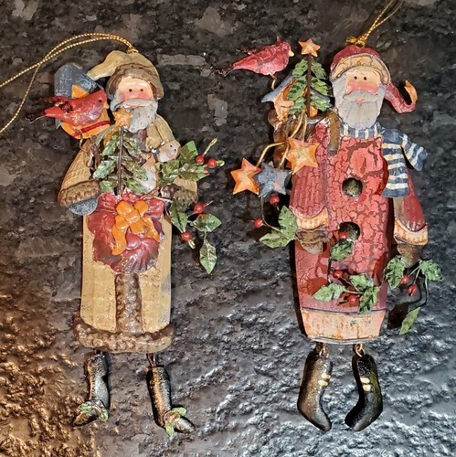 2 3d 3 Dimensional Old World Santa Ornaments Bird Star Christmas Tree ...