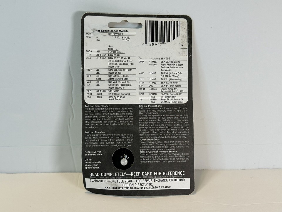 HKS Speedloader 10-A for 6 shot 38/357 S&W, Dan Wesson, Taurus, Rossi ...