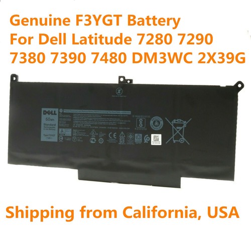 Genuine F3YGT DM3WC Battery For Latitude12 13 14 7280 7290 7380 7390 ...