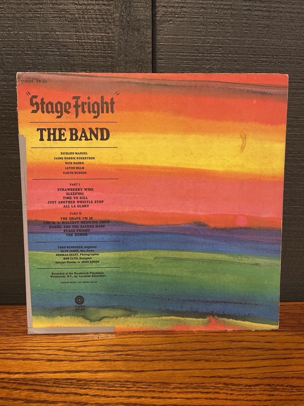 The Band "Stage Fright" 1970 Capitol Records – SW-425 Vinyl LP Album VG ...