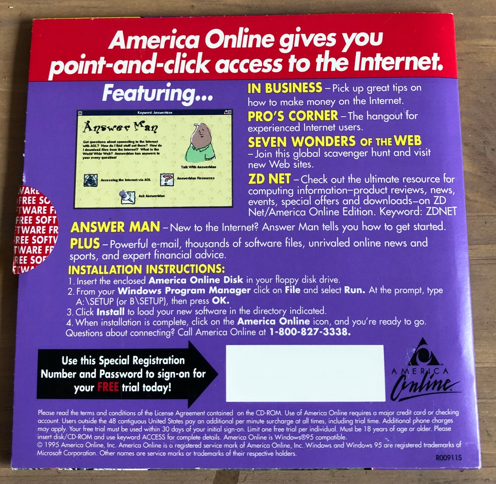 AOL FLOPPY DISK - VERSION 2.5 AMERICA ONLINE DISKETTE PC COMPUTING ...