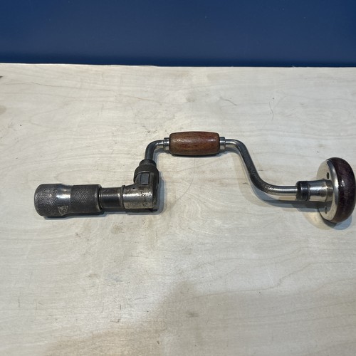 Vintage Ratcheting Hand Auger Brace & Bit Drill Wood Handle Grip ...