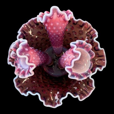 Fenton Plum Opalescent Hobnail Epergne | eBay