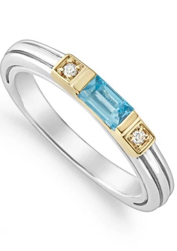 Lagos Rittenhouse blue topaz Diamonds stacking ring band gold silver ...